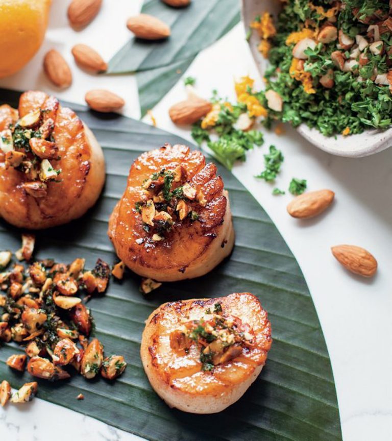 Butter Poached Scallops with Meyer Lemon Gremolata Recipe - Healthy Recipe