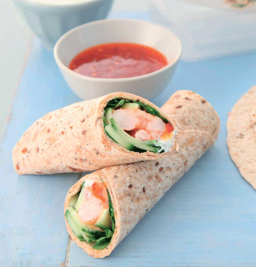 Shrimp, Sweet Chili, and Greek Yogurt Wraps Recipe | Healthy Recipe